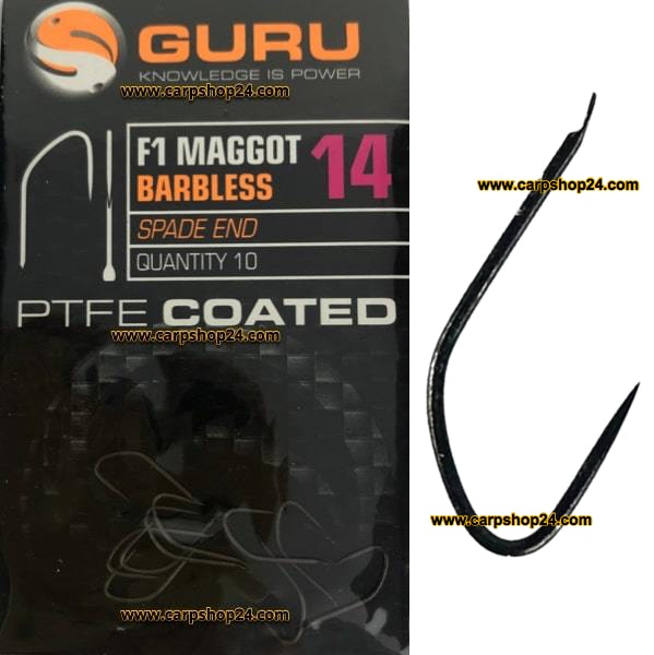 Guru F1 Maggot Barbless Spade End - Haken ohne Widerhaken - Carpshop24