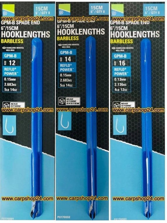 Preston GPM-B Spade End Hooklengths Barbless 15cm - Onderlijn - Carpshop24